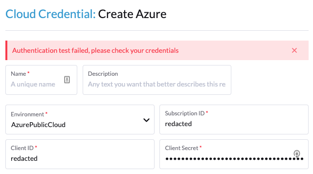 [RFE] Improve details available for Azure credentials issues ...