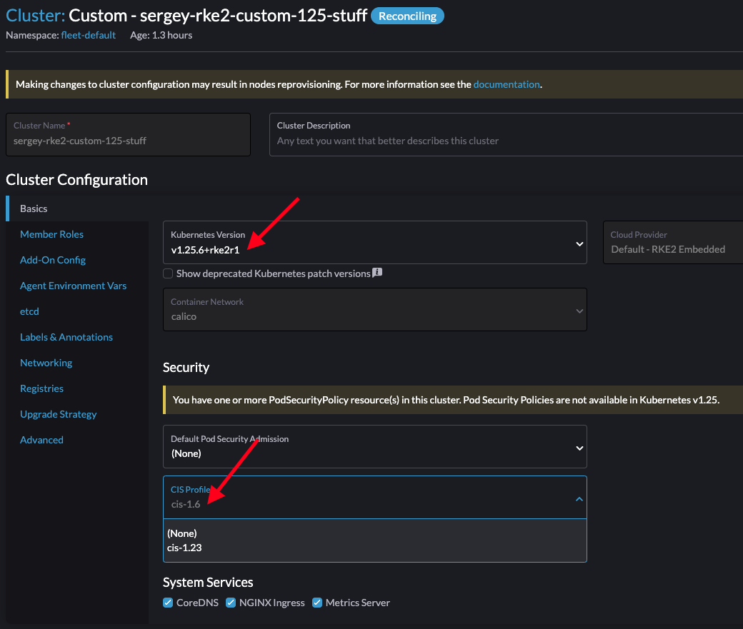 Alert users when selected CIS Profile is no longer available for newly ...