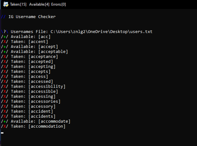 GitHub - starstrucked/igchecker: instagram username checker