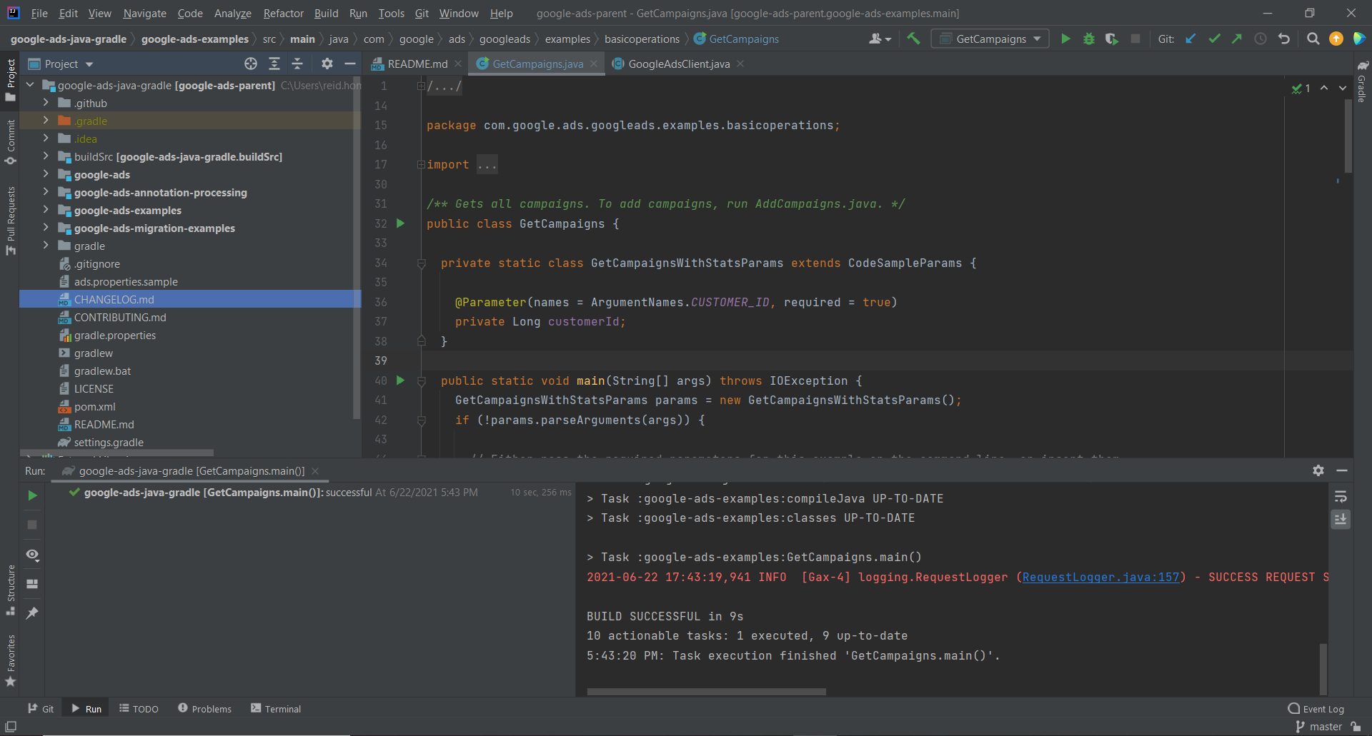 Campaigns not showing in console after running GetCampaigns file ...