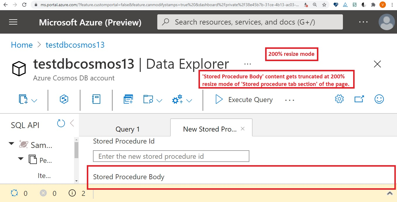 Execute Query: 'Results' and 'Query status' section controls gets ...