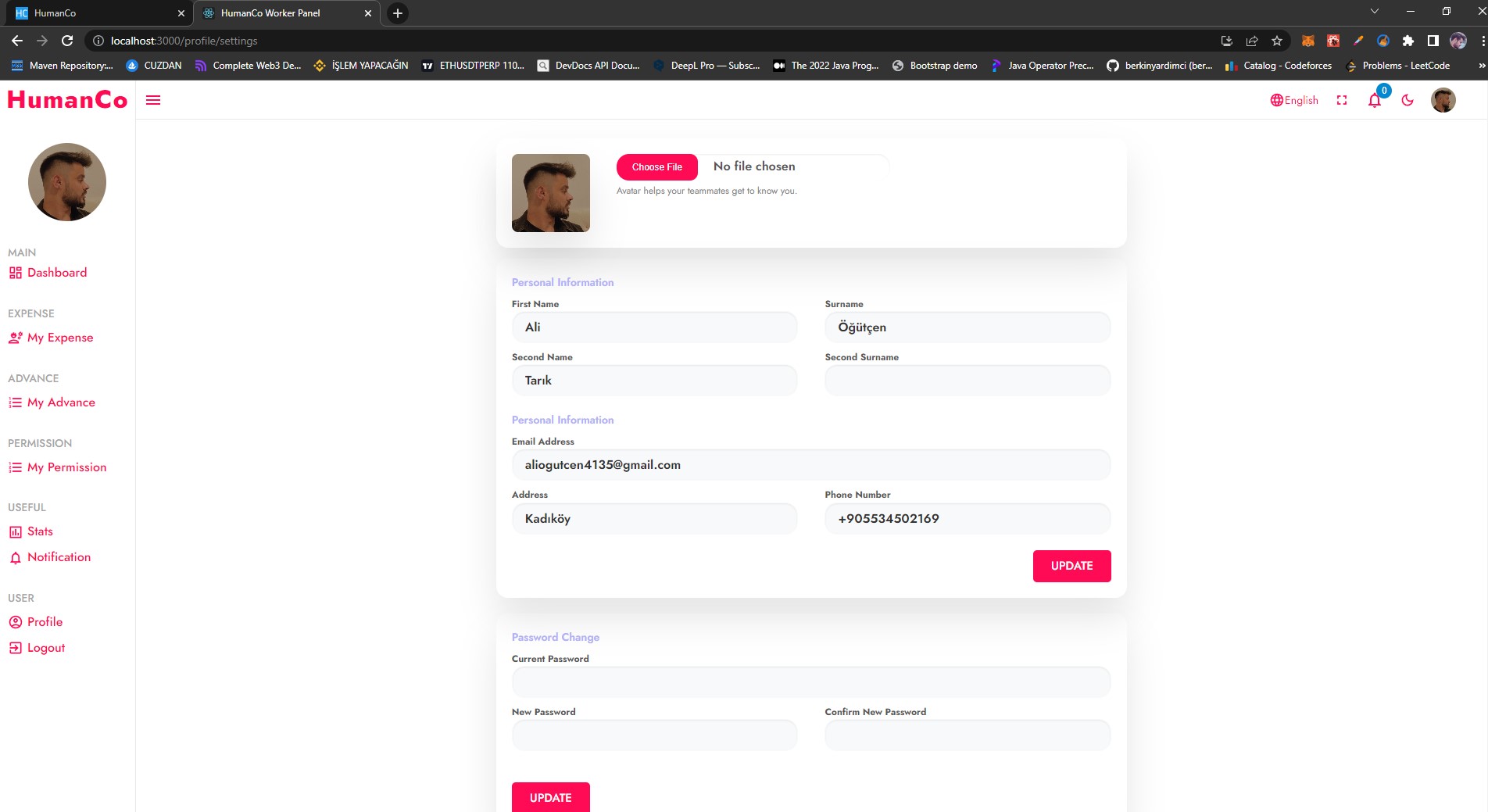 GitHub - aliogutcen/react.js-workerpanel: Designing the Employee Panel of our HRM Project with ...