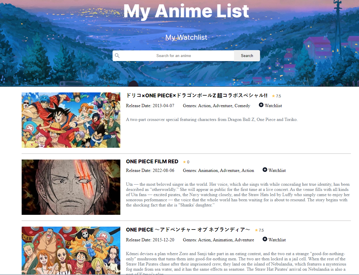 GitHub - KamKooner/Anime-Watchlist-Website: A recreation of a website I ...