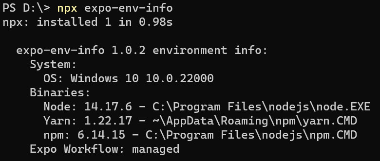 Npx Env Info Always Shows Expo Workflow Even When Not Inside A Project Folder · Issue 4264 4592