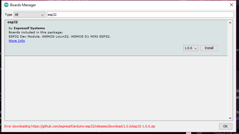 Esp32 106 Installation Fail · Issue 5234 · Espressifarduino Esp32 · Github