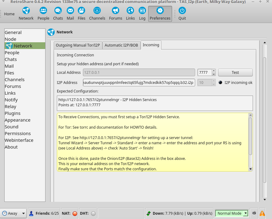 Unable to change the Port 10 default in Incoming Retroshare I2P Hidden Node I2P Address Port ...