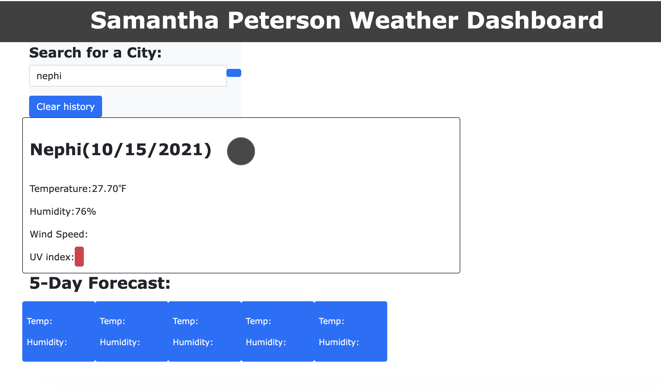GitHub - SamanthaPeterson/Server_Side_API_Weather_Dashboard: Server_Side_API_Weather_Dashboard