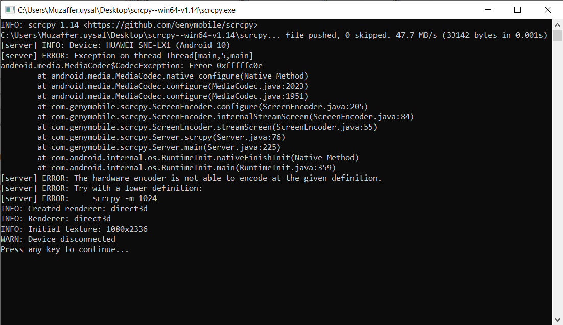 HATA YARDIM · Issue #2354 · Genymobile/scrcpy · GitHub