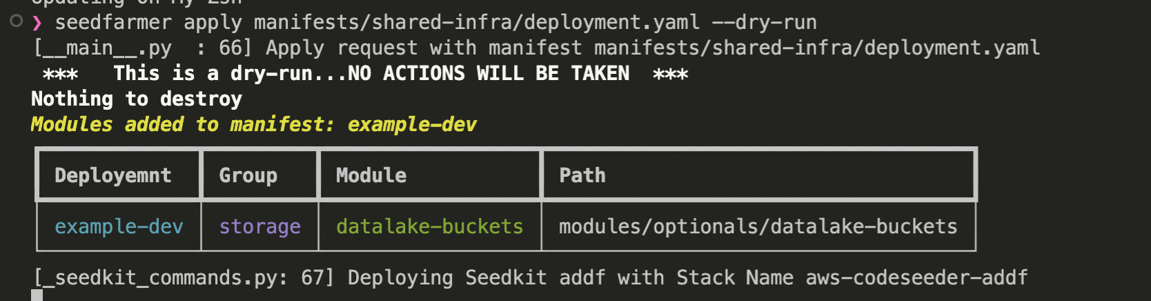 [BUG] Typo when running deployment dry run · Issue #152 · awslabs/seed-farmer · GitHub