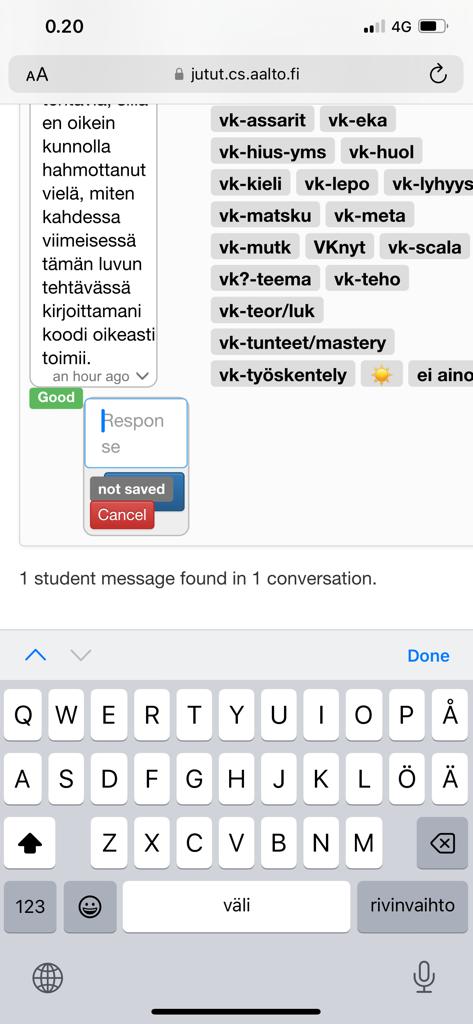 Teacher response UI is painful to use on mobile · Issue #90 · apluslms/mooc-jutut · GitHub