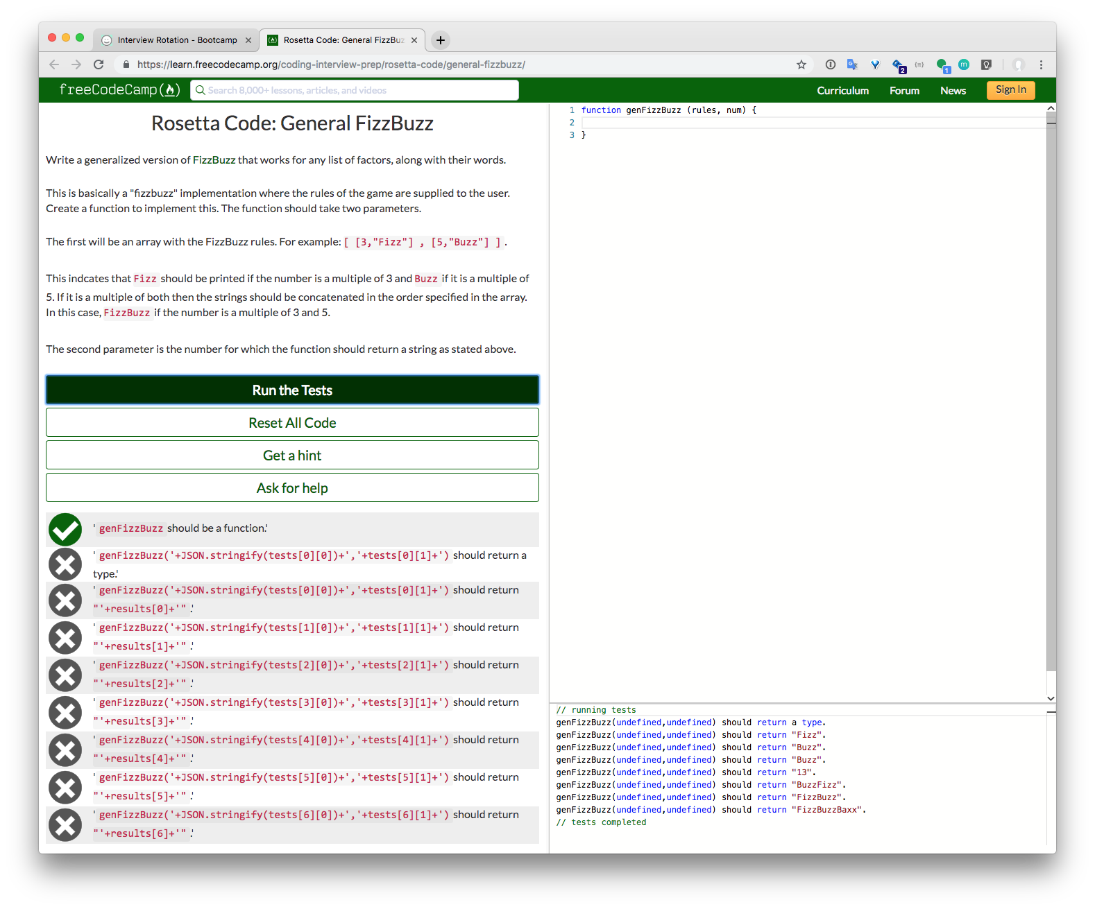 In the Rosetta Code challenges, the "General FizzBuzz" challenge has ...