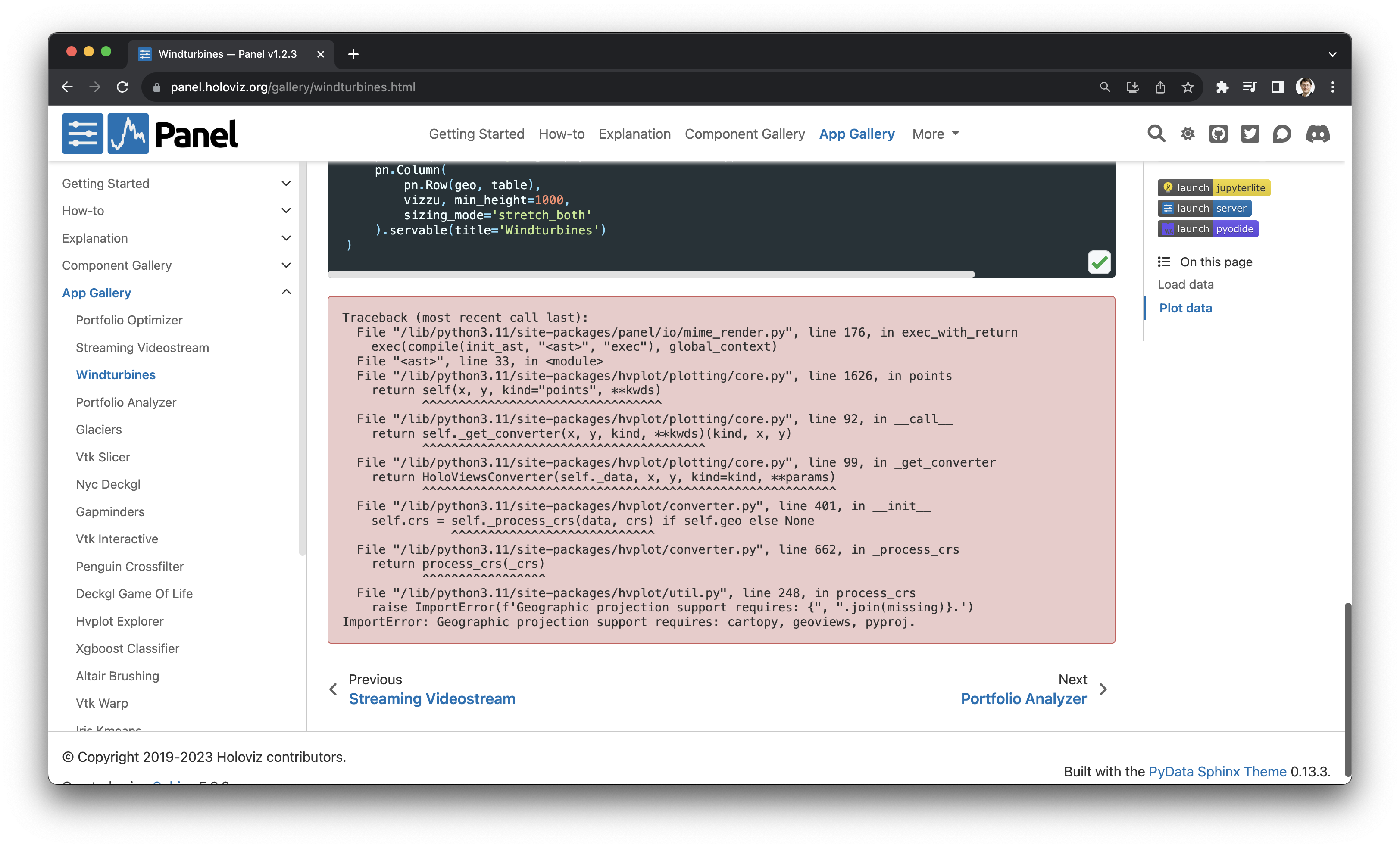 Pyodide ImportError on Windturbines docs page · Issue #5559 · holoviz/panel · GitHub