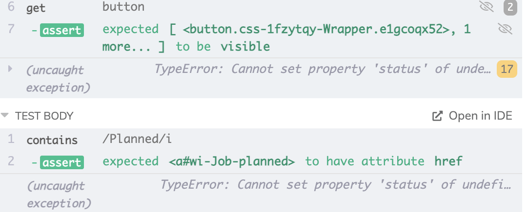 Don not show uncaught:exception event in command log when certain condition is met · Issue ...