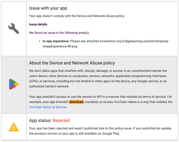 I received a policy violation from the Play Store · Issue #883 ...