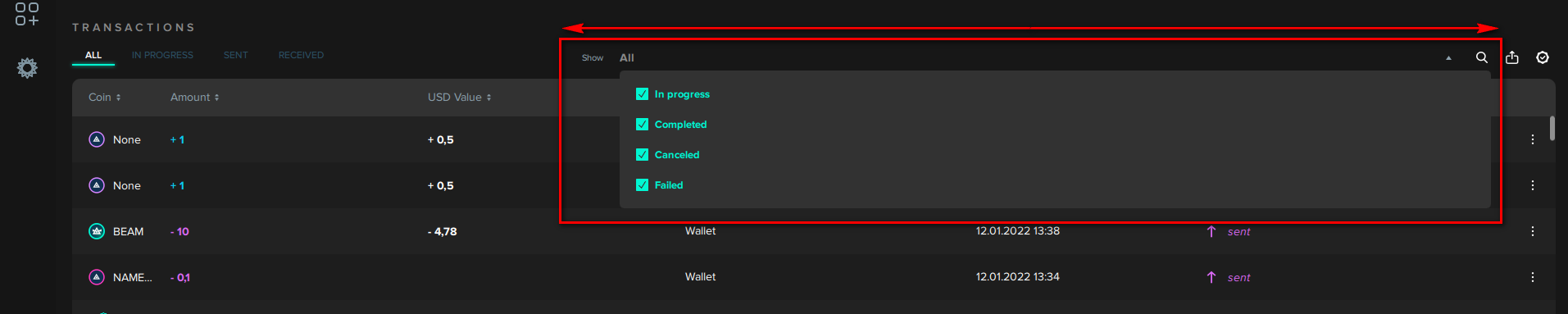 Add filter "Show transactions" · Issue #863 · BeamMW/beam-ui · GitHub
