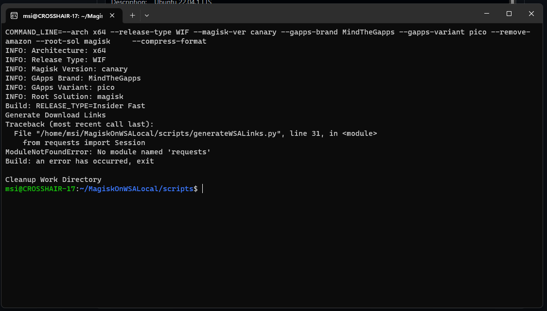 [Bug] Failed to download WSA · Issue #435 · LSPosed/MagiskOnWSALocal · GitHub