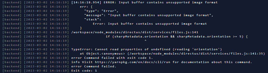 Sharp: Input buffer contains unsupported image format causing directus to shutdown. · Issue ...