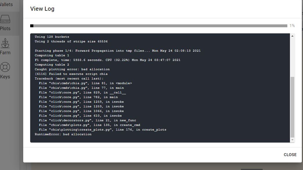 [BUG] [5404] Failed to execute script chia RuntimeError: bad allocation · Issue #6367 · Chia ...