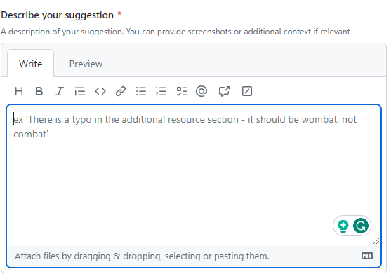 Styling react applications: Change the placeholder text for when reporting an issue to the ...