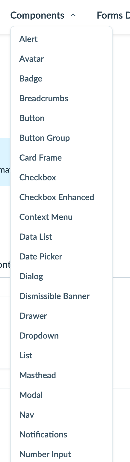 The drop down on the top Nav bar for Components doesn't scroll · Issue ...