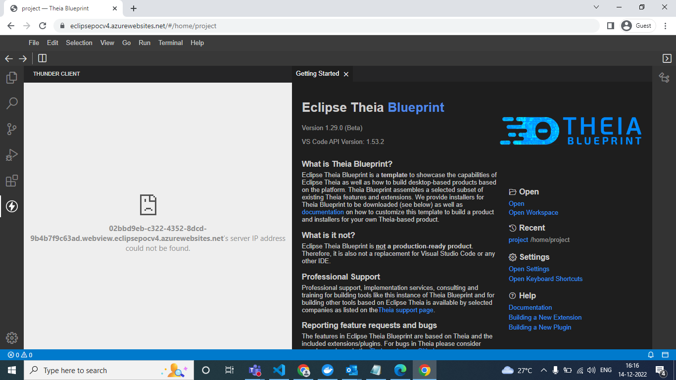 When we try to install any extensions which supports browser in Theia IDE web is not working ...