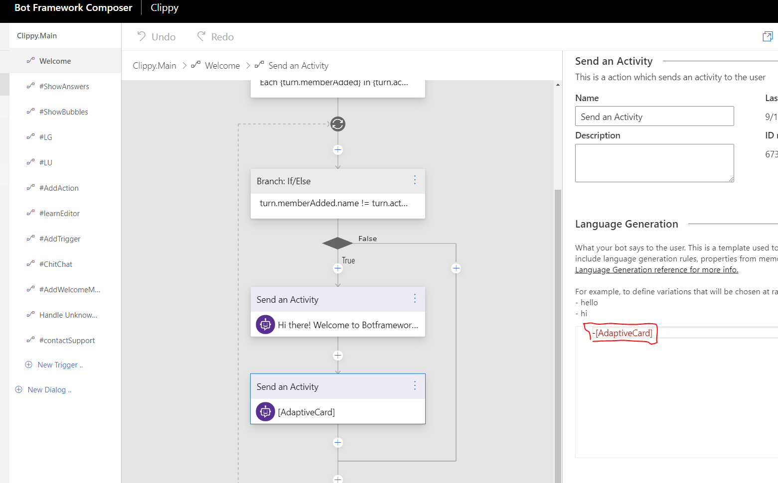Hard To Find Where Is My Adaptivecard In Lg · Issue 903 · Microsoftbotframework Composer · Github