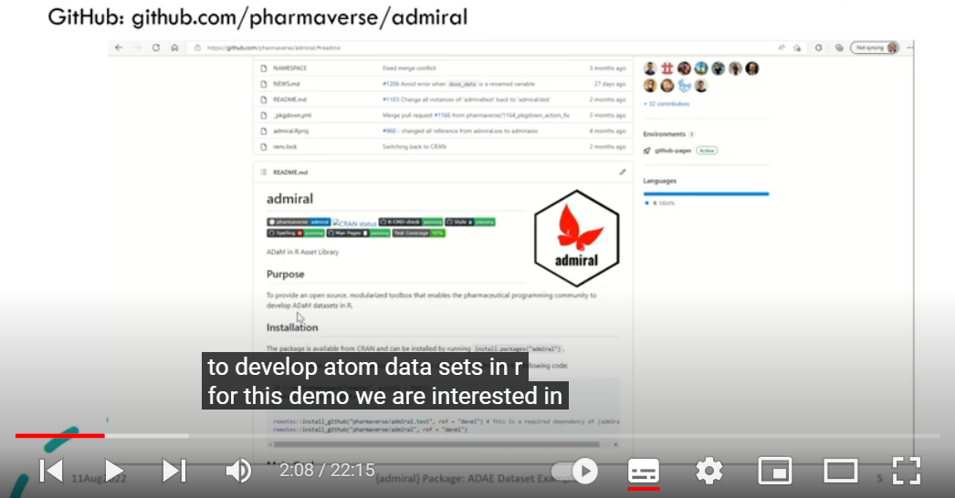 Video Documentation: closed captions · Issue #1420 · pharmaverse/admiral · GitHub