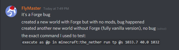"Execute TP" command Fails in Command Block in Forge (and not Vanilla) · Issue #8262 ...