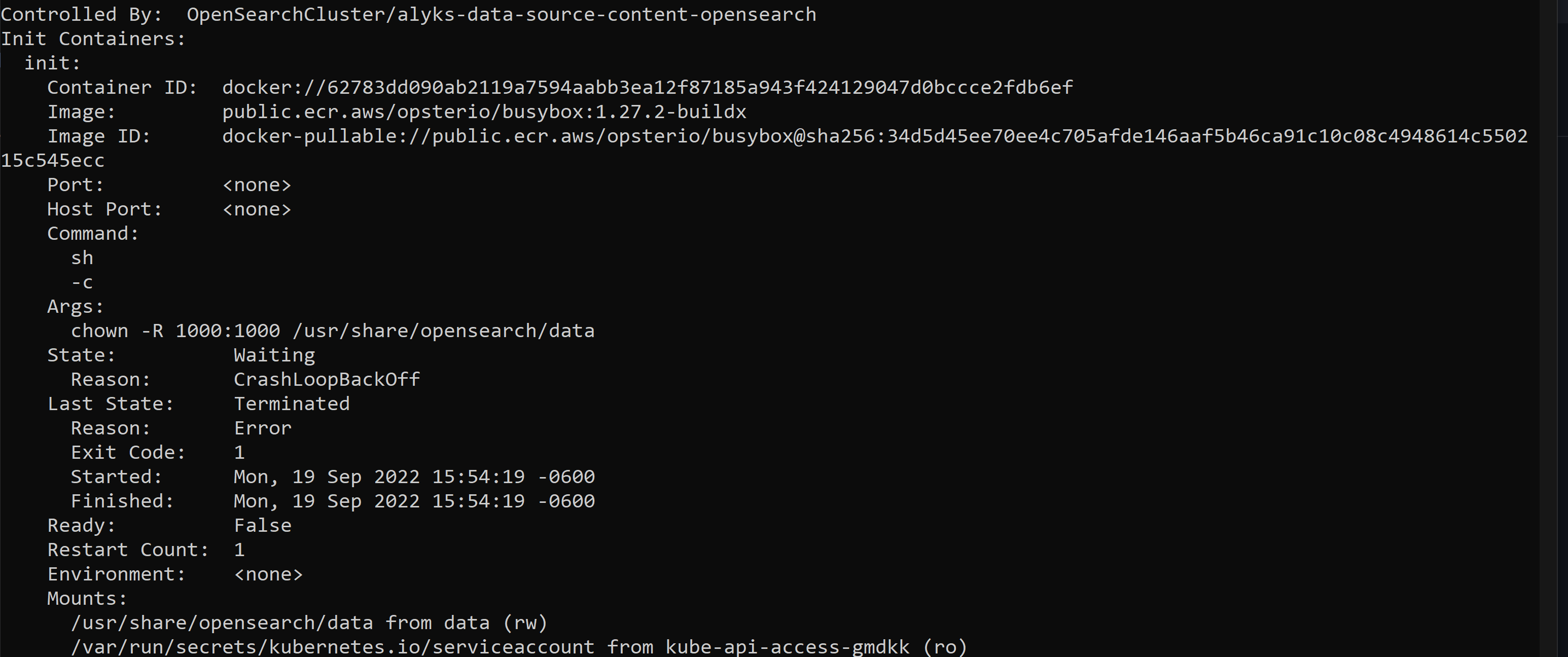 Operator Not Creating An Opensearch Cluster In Eks With Kubernetes 122 · Issue 295