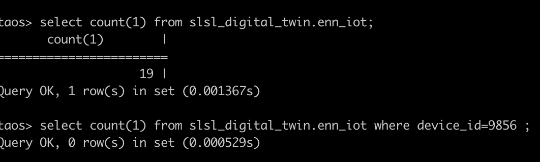 when count(1)=0,TDengine show "0 row(s) in set " which would lead to "NullPointerExecption" in ...