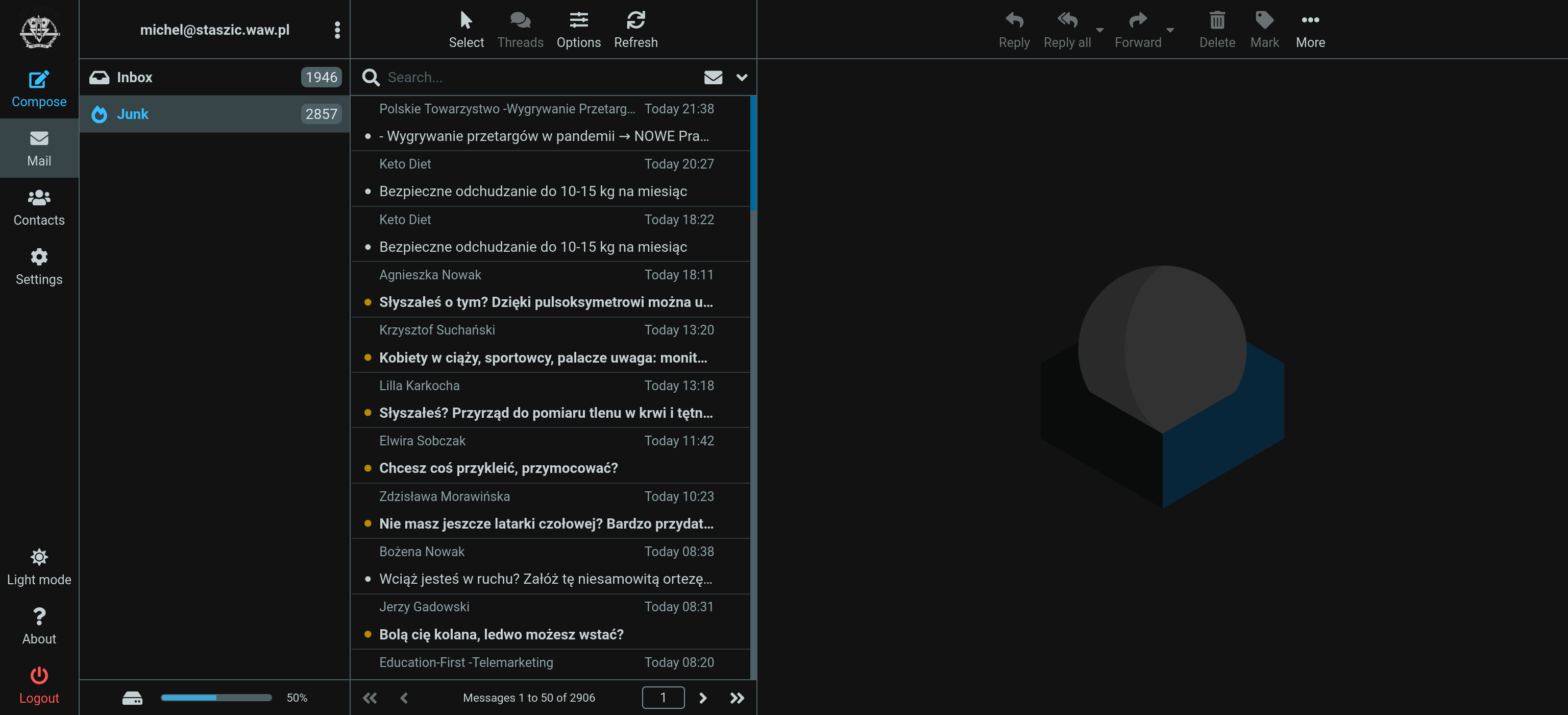 Dark theme background is too bright · Issue #7951 · roundcube ...