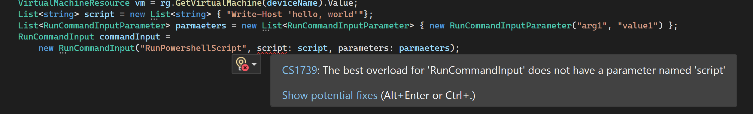 Bug No Way To Initialize Runcommand With A Scriptparameters In The Sdk · Issue 30640 · Azure 6956