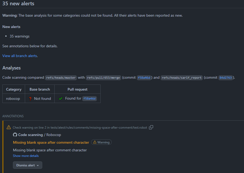 Sarif support for integration with GitHub security · Issue #638 · MarketSquare/robotframework ...