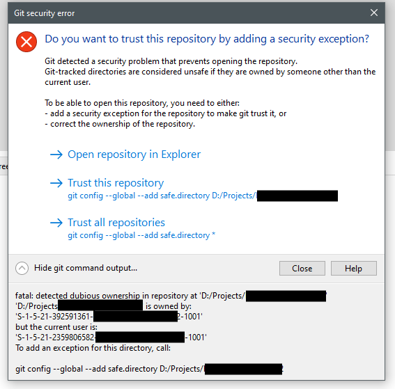 [NBug] Exception from git when dir repo ownership is different · Issue #11039 · gitextensions ...