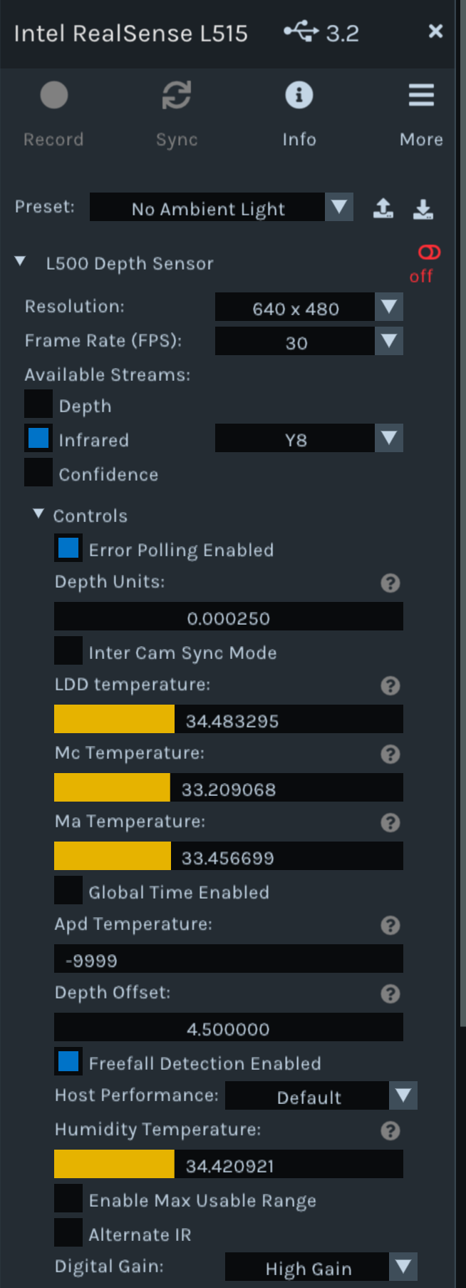 Can't receive Depth data - after new sensor initially worked with new ...