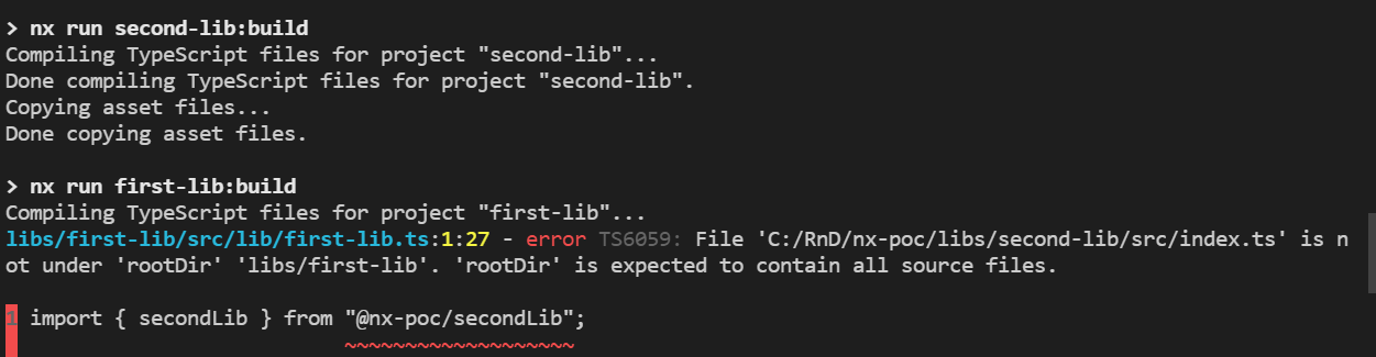 Build fails for lib when importing a publishable workspace library into another publishable ...