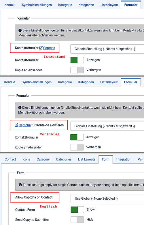 [4.0] globale Konfiguration_Kontakte_Formular · Issue #1786 · joomlagerman/joomla · GitHub