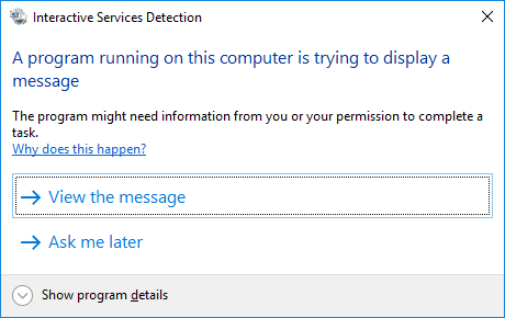 WinAppDriver service in Windows Server 2016 results in "Interactive Services Detection" · Issue ...