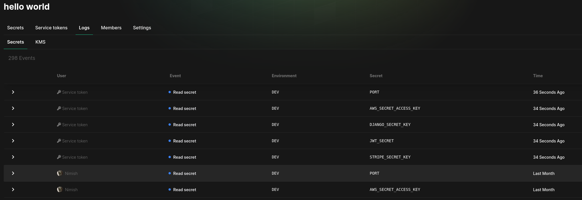 Print the name of the service token in application access logs · Issue #114 · phasehq/console ...