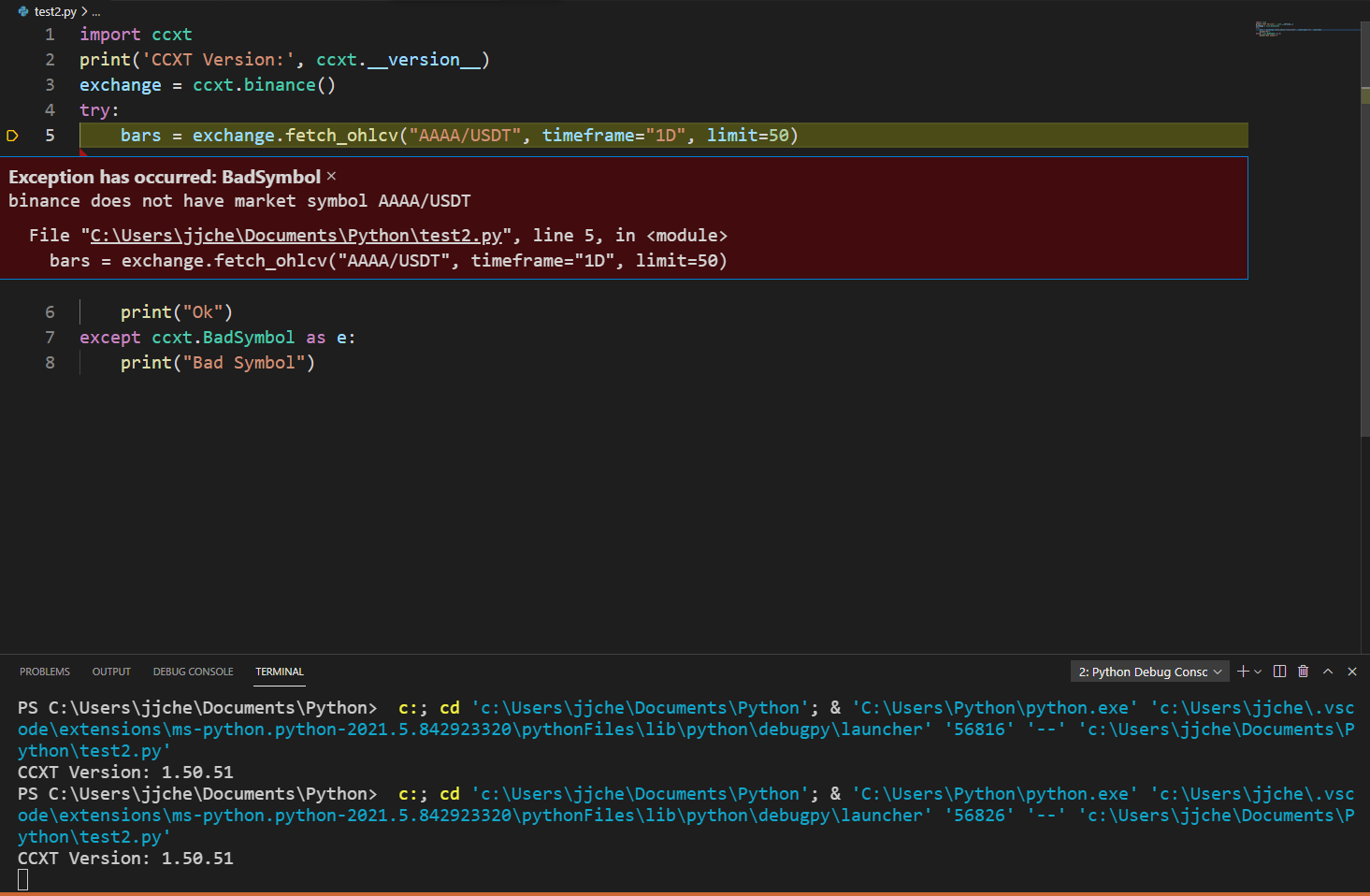 How can I error catch an incorrect symbol for OHLCV in Python? · Issue #9313 · ccxt/ccxt · GitHub