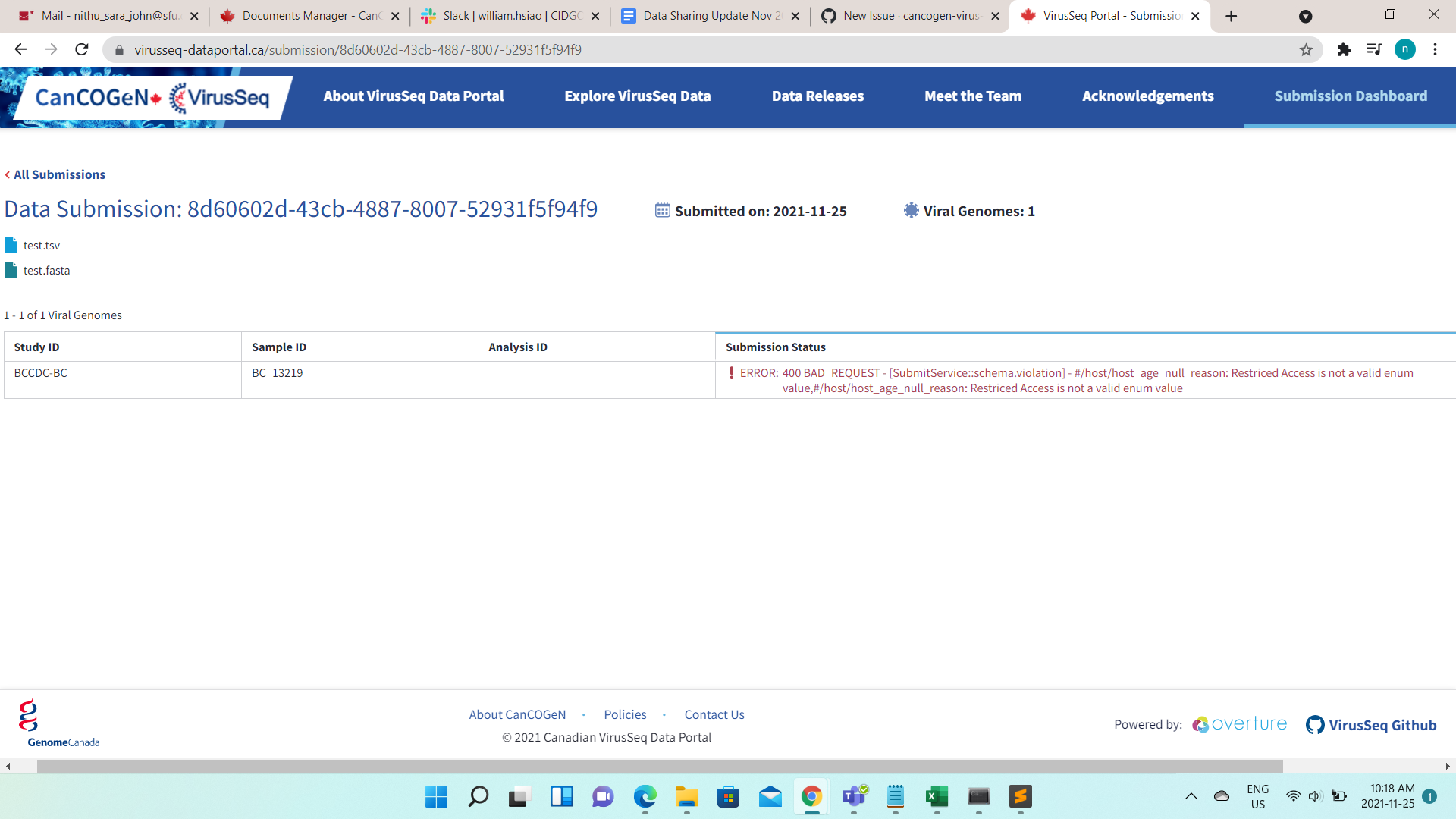 Error while uploading the samples · Issue #142 · virusseq/portal-ui · GitHub