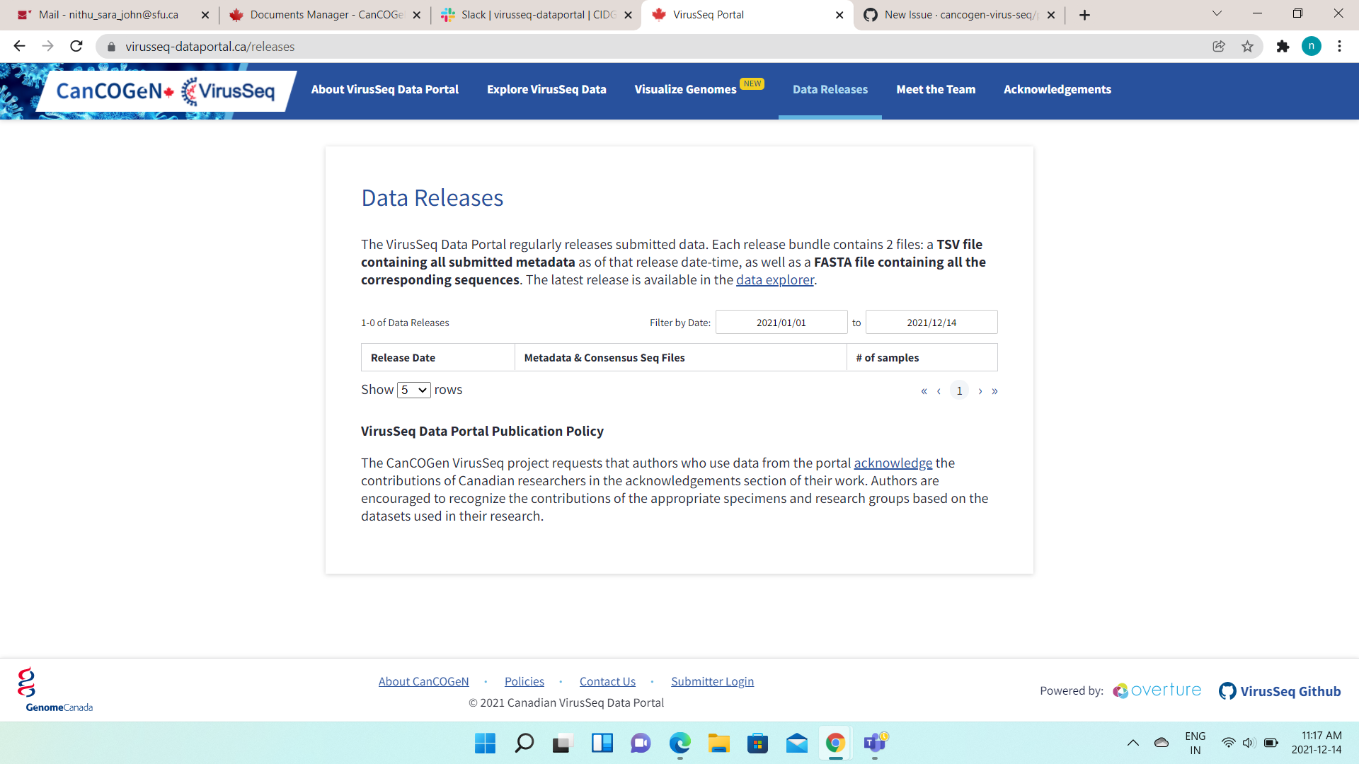 No active datasets for download in Data release page · Issue #157 · virusseq/portal-ui · GitHub