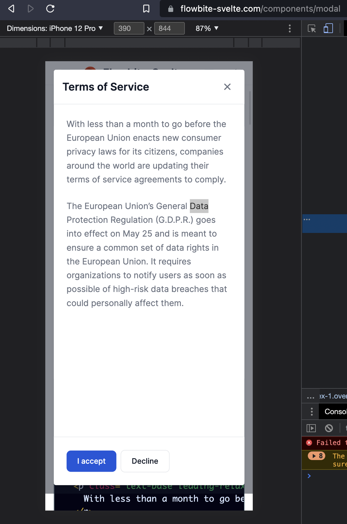 Modal Backdrop Doesnt Cover Bottom Of Screen On Mobile · Issue 457 · Themesbergflowbite