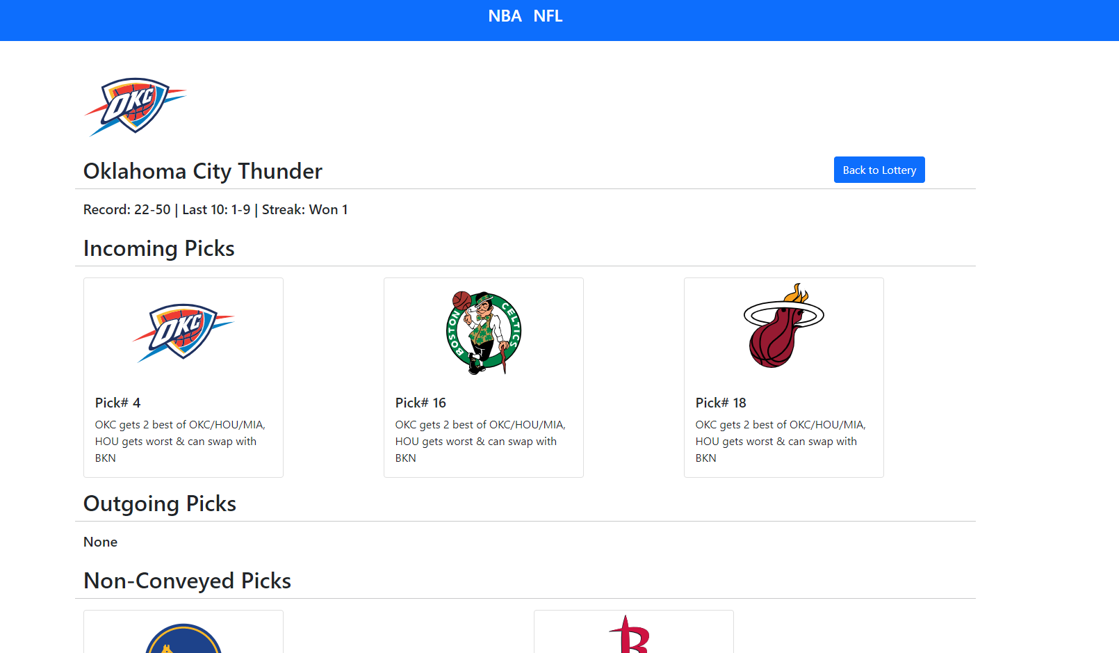 GitHub - cbvince/LotterySim: NBA Draft Lottery Simulation and NFL Draft ...