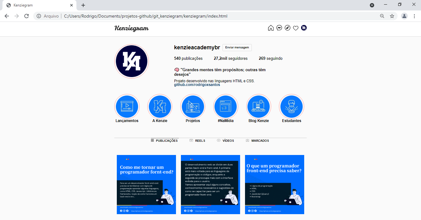 GitHub - rxaviersantos/projetoDev-instagram: Repositório criado para o projeto desenvolvido ...