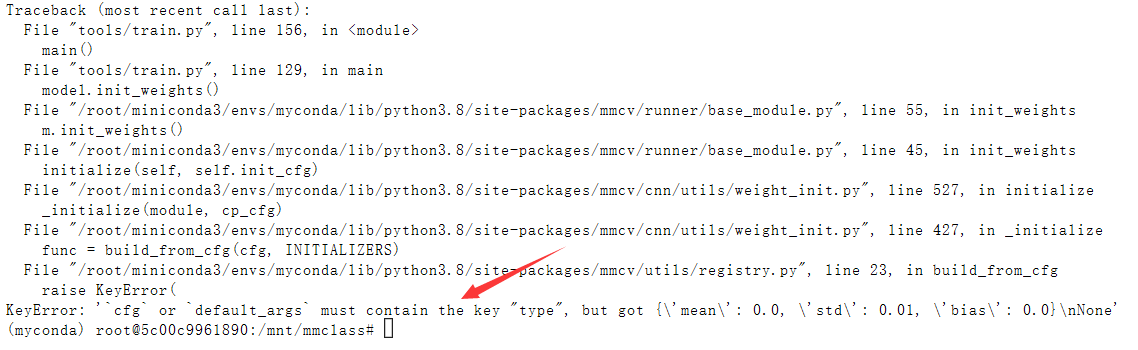 KeyError: '`cfg` or `default_args` must contain the key "type", but got · Issue #345 · open ...