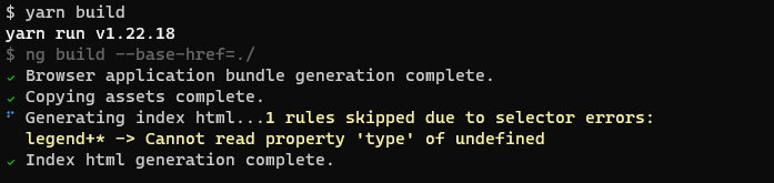 Rules skipped due to selector errors: legend+* -> Cannot read property 'type' of undefined ...