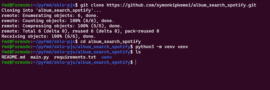 Set up virtual environment - symonkipkemei/album_search_spotify GitHub Wiki