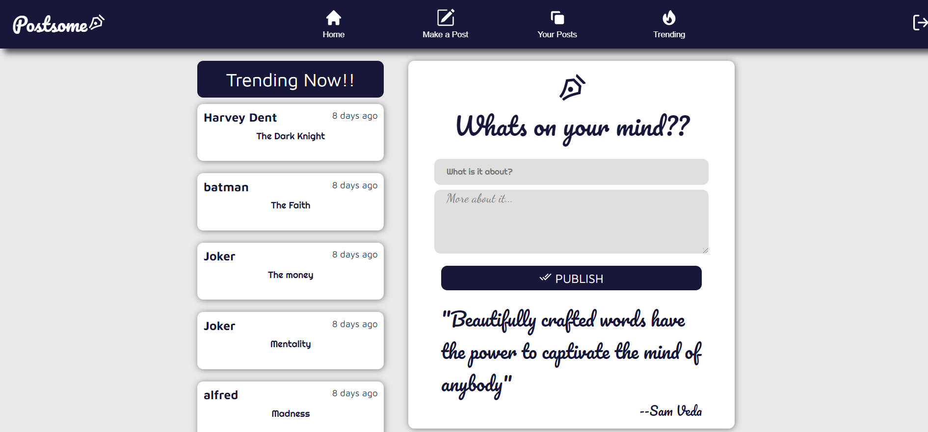 GitHub - sohamraktawan/Postsome