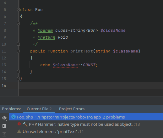 Native type must not be used as object. · Issue #12 · hammer-tools/php-hammer · GitHub